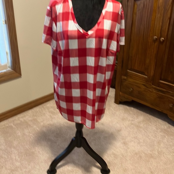Tops | Red And White Checkered Top | Poshmark